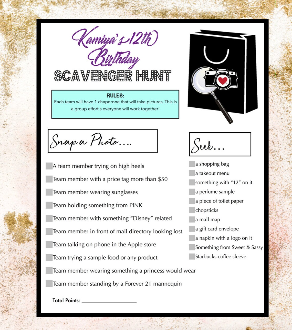 Mall Scavenger Hunt Game-custom Order Customization Included | Etsy