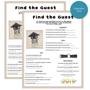 Graduation Party Game-Find the Guest Instant Download | Etsy