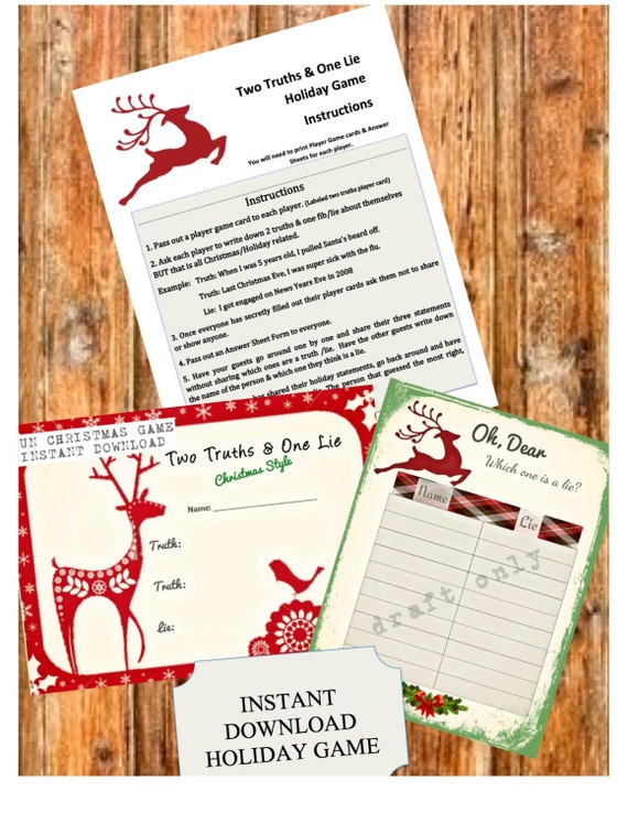 Holiday Game-instant Download: Two Truths & A Lie - Etsy