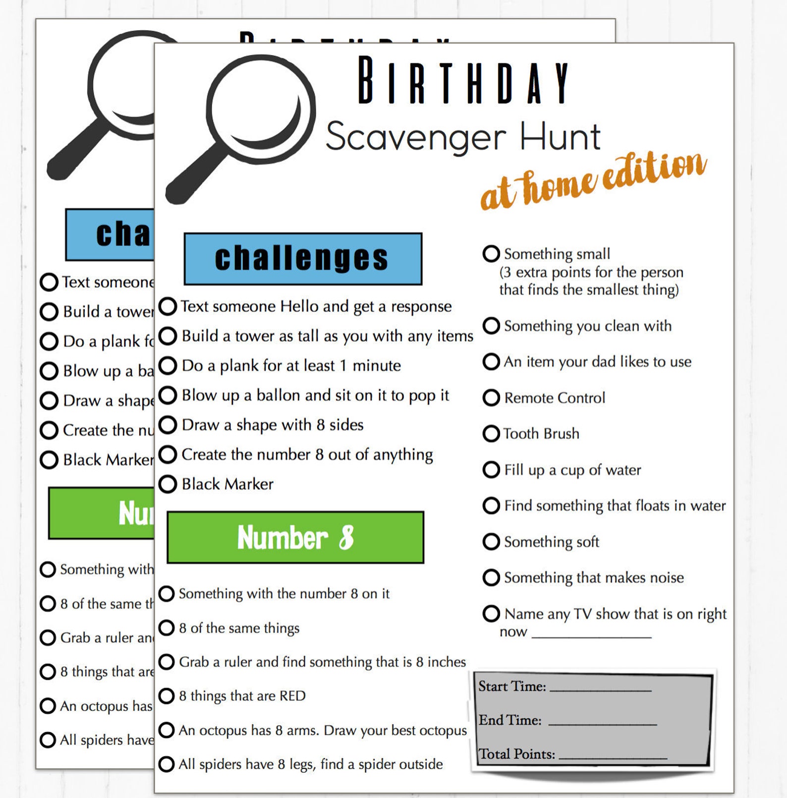 At Home 8th Birthday Scavenger Hunt Game, Play With Family or Friends ...