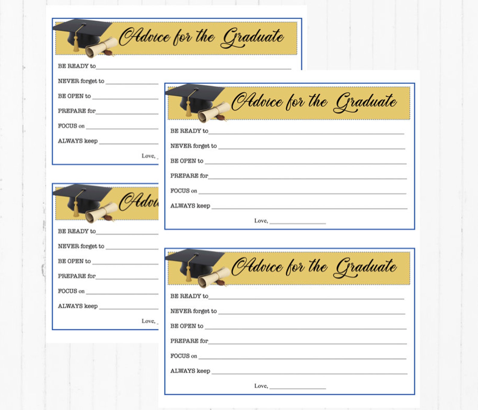 Graduation Advice Cards instant Download Words of Wisdom - Etsy