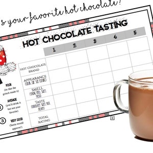 Hot Chocolate Tasting Score Card INSTANT DOWNLOAD | Family Tasting ...