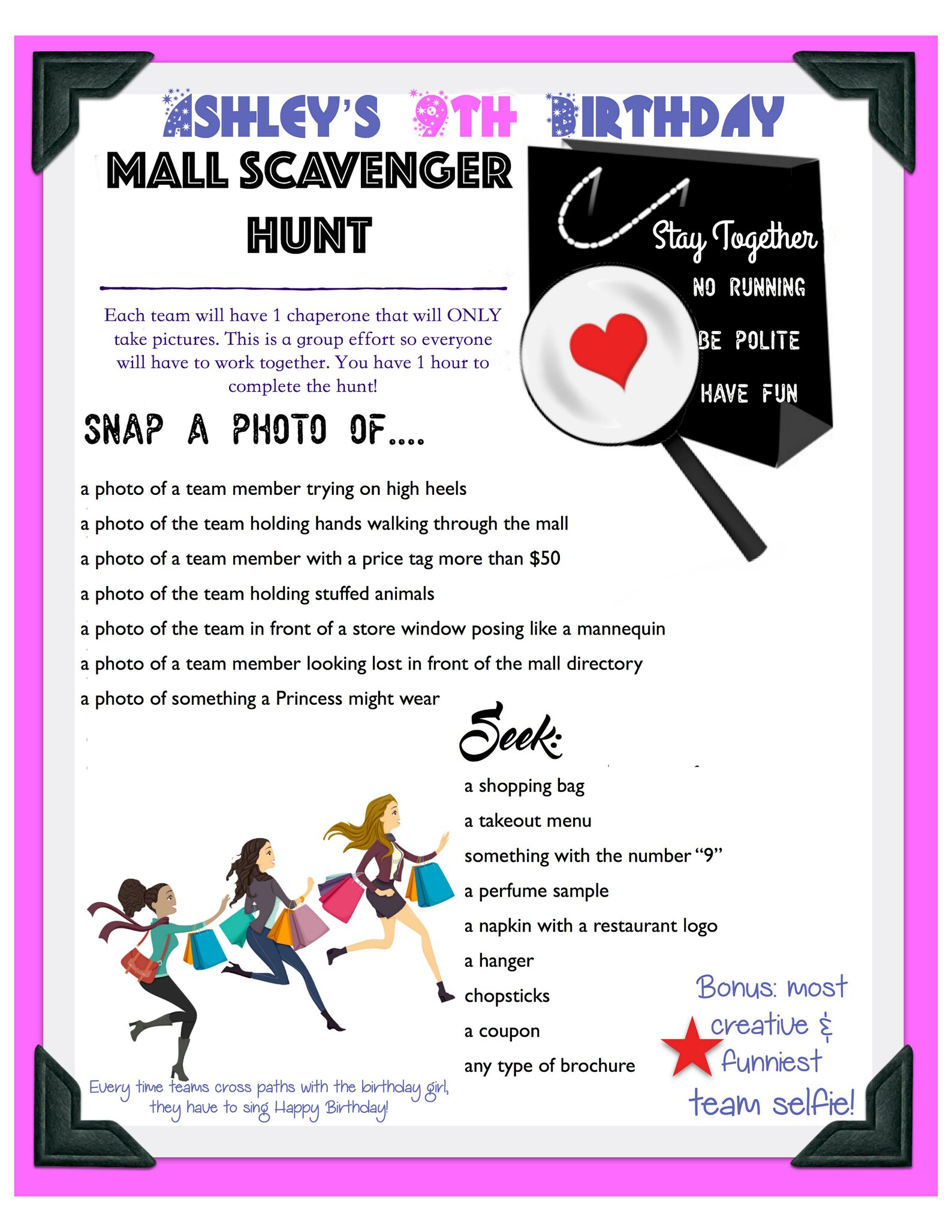 Mall Scavenger Hunt Game-instant Download | Etsy
