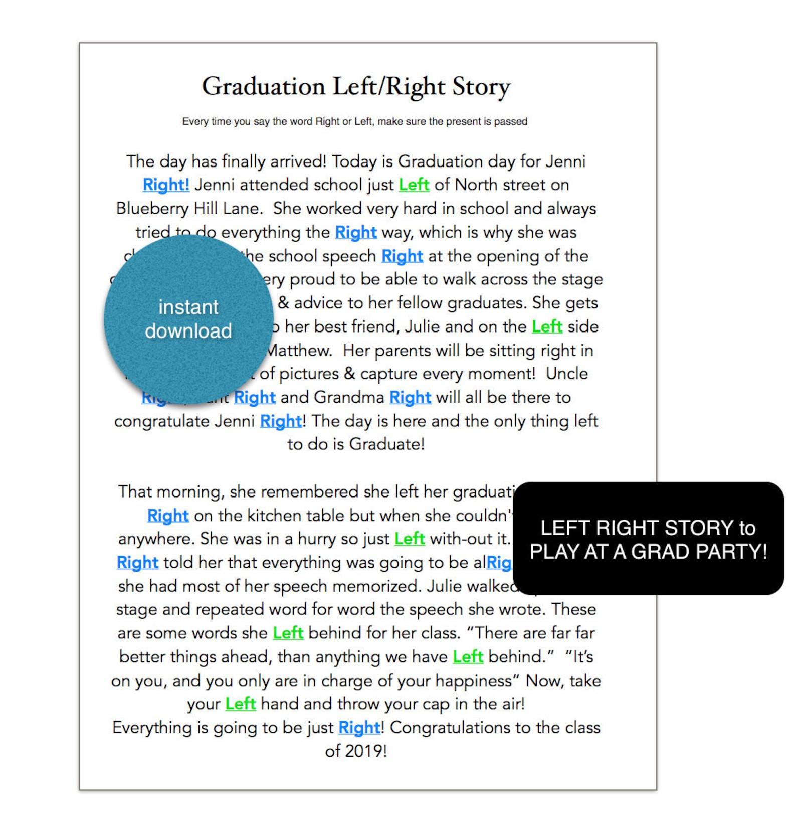 Graduation Party Game | Left Right Story | Pass the Present Game Using ...