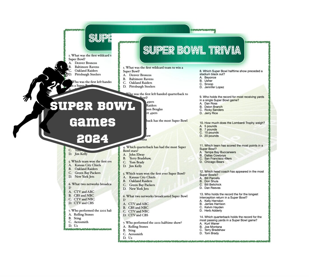 Super Bowl Party Game Football Party Game Superbowl Trivia Instant ...