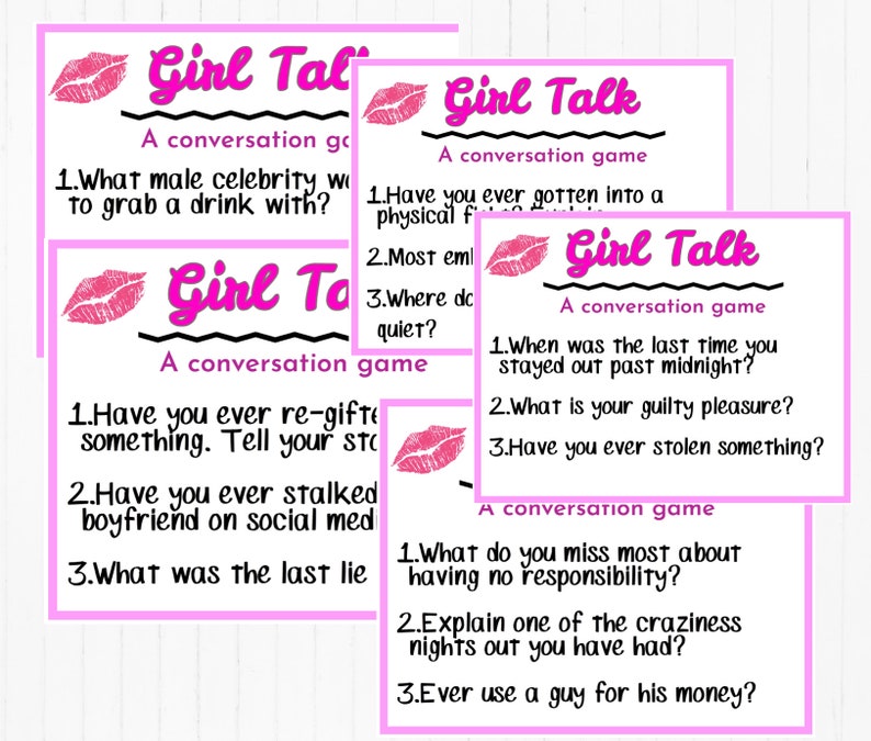 Girl Talk Conversation Game Activity Fun Game / Conversation - Etsy