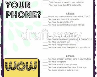 Girls Birthday Party Game-whats in Your Phone | Etsy