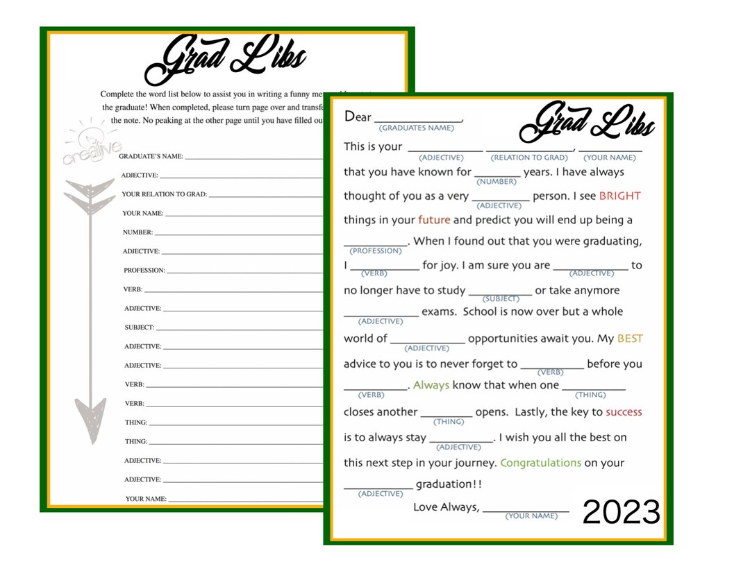 Graduation Games | Mad Libs-instant Download | Graduation Party Ideas ...