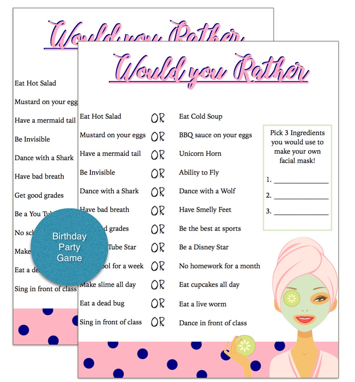 Girls Slumber Party Birthday Party Game Girls Spa Party Etsy