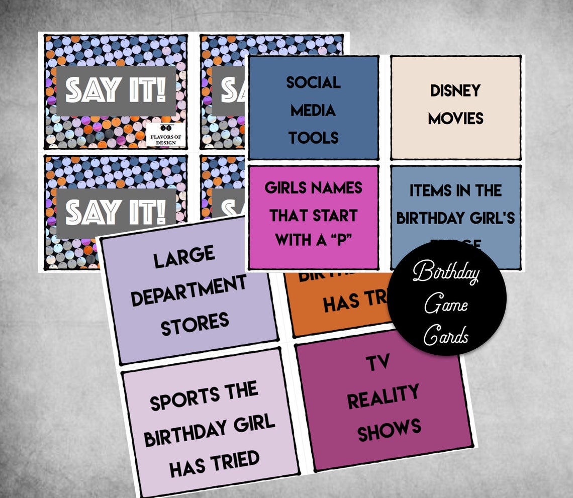 Birthday Party Trivia Game Cards Download 32 cards | Etsy