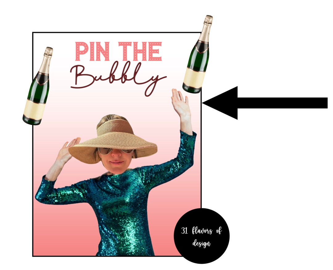 Pin the Bubbly - Bridal Shower Game \ Bachelorette Party Game ...