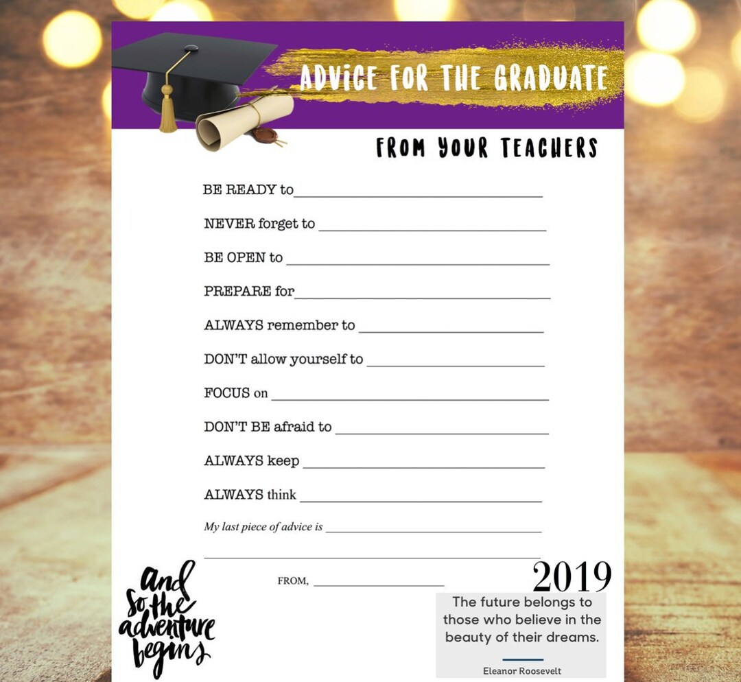 Graduation Advice Cards - Custom Download - Colors of Your Choice ...