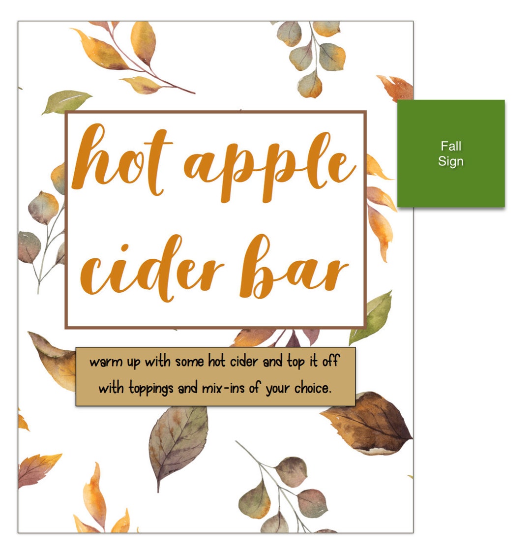 Hot Apple Cider Bar Sign | Thanksgiving Day Party | Fall Party ...