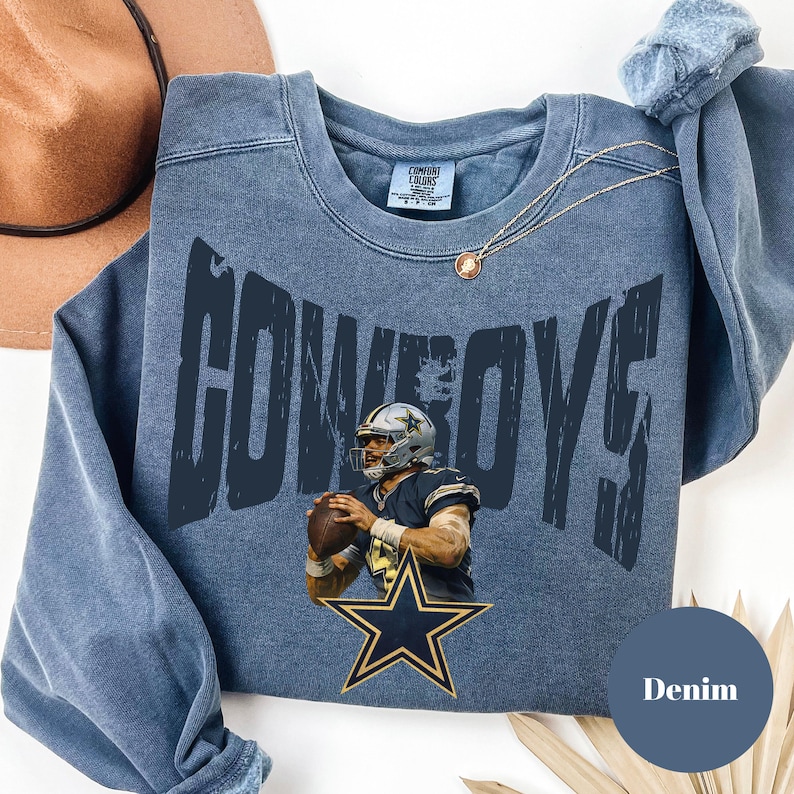 Dallas Cowboys Sweatshirt, Football Fan Sweatshirt, Blue Jean Graphic ...
