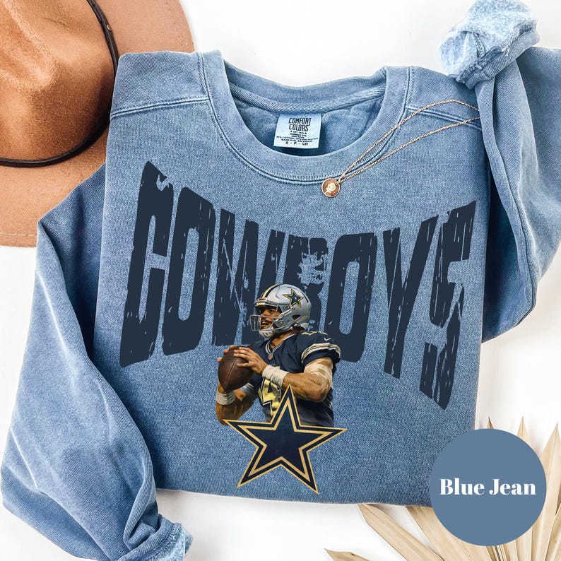 Dallas Cowboys Sweatshirt, Football Fan Sweatshirt, Blue Jean Graphic ...