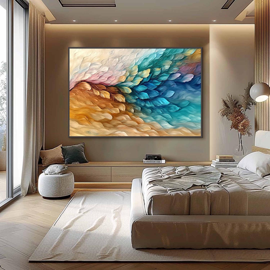 Original Abstract Painting Wall Art, Colorful Textured Canvas, Modern ...
