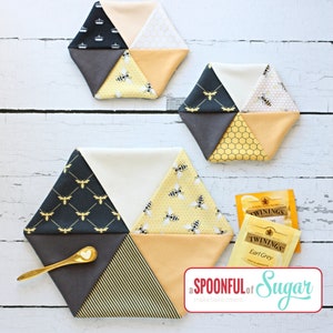 Easy Hexagon Trivet and Coasters Pdf Sewing Pattern; Hexie Placemat ...