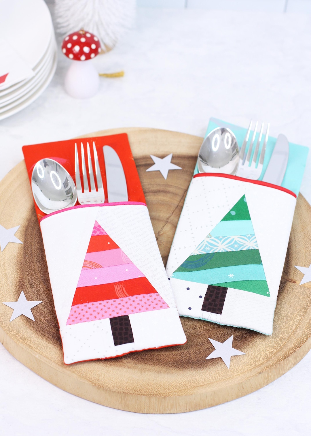 Tree Cutlery Holder PDF Sewing Pattern (2 Styles), Tree Flatware Pouch ...