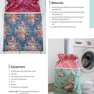 Classic Laundry Bag PDF Sewing Pattern; Large Drawstring Bag ...