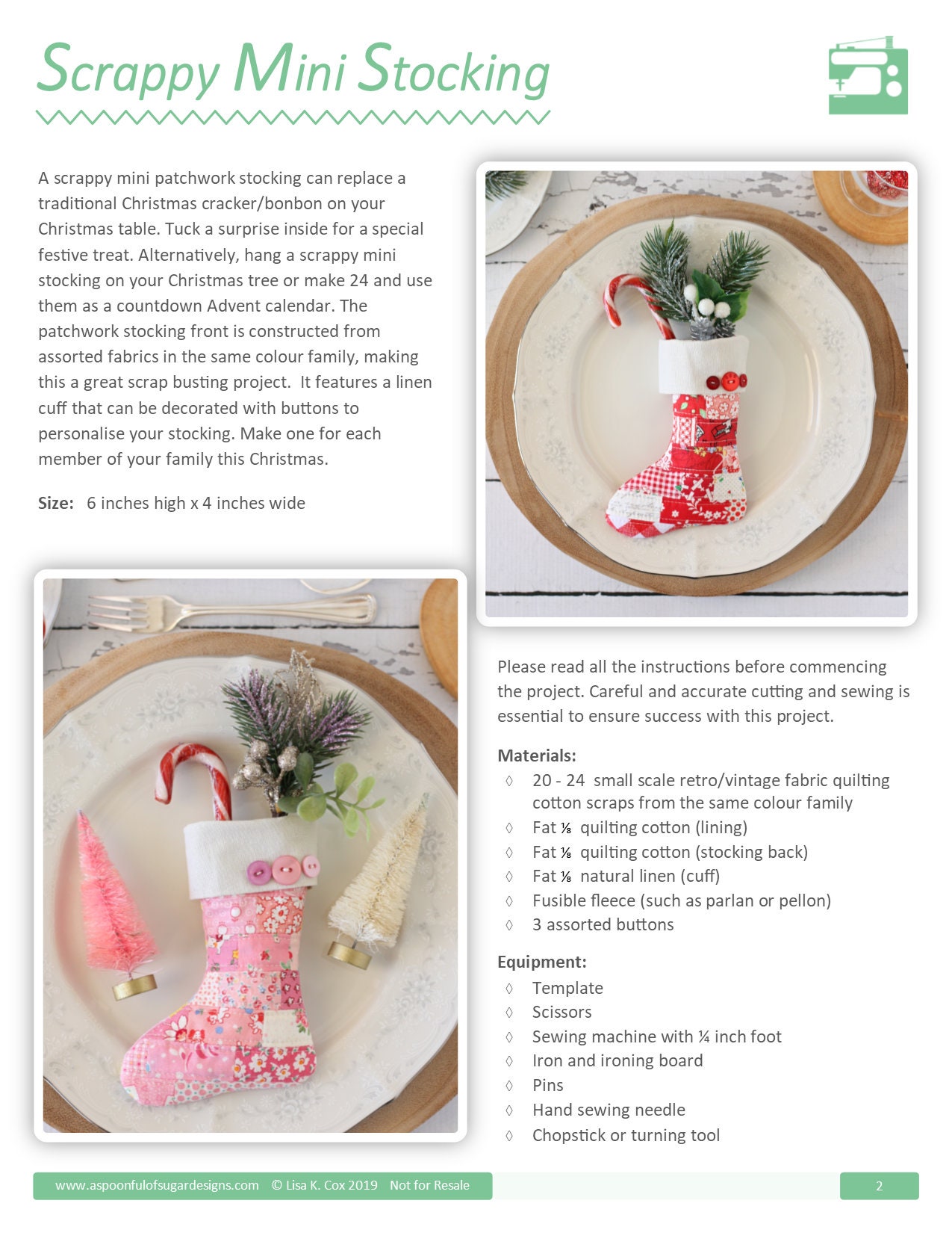 Scrappy Mini Stocking PDF Sewing Pattern; Christmas Decoration; Holiday ...