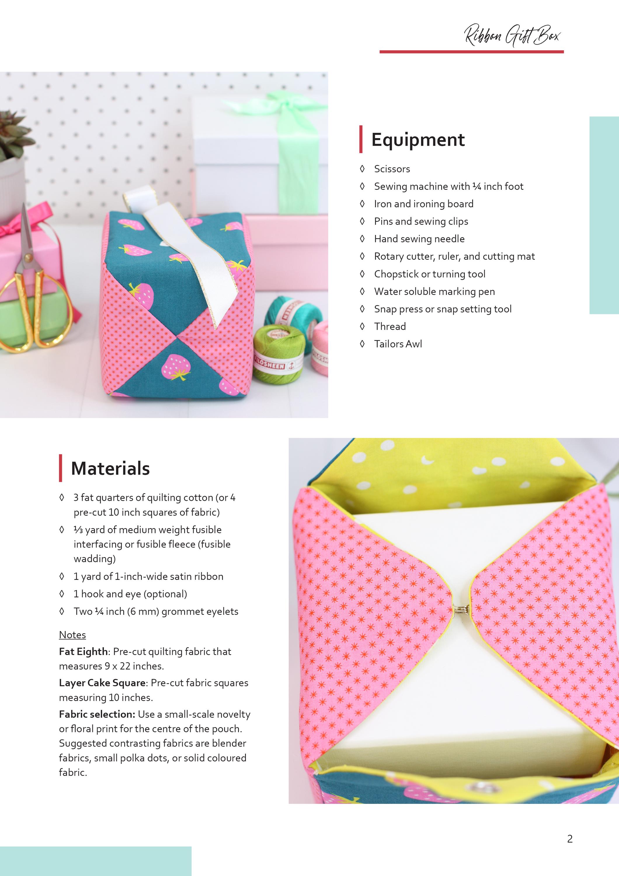 Ribbon Gift Box PDF Sewing Pattern, Fabric Gift Box, Handmade Fabric ...