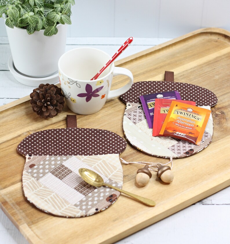 Patchwork Acorn Coaster Mug Rug PDF Sewing Pattern - Etsy