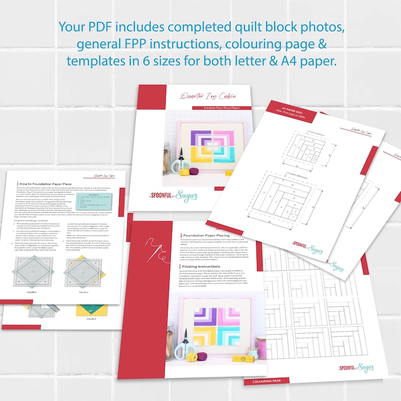 Quarter Log Cabin Quilt Block – Foundation Paper Piecing (FPP) Pattern ...