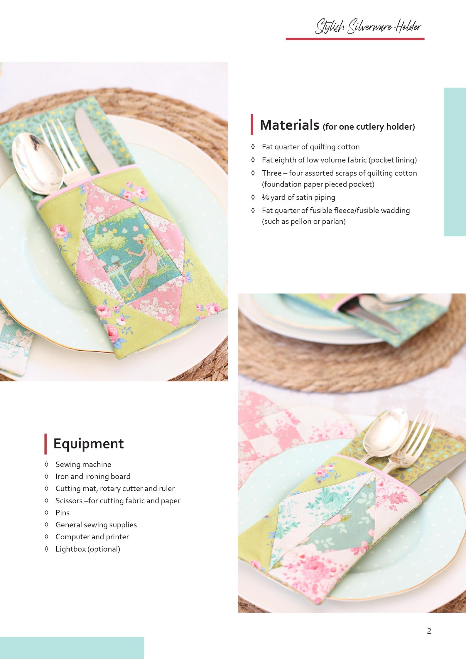 Stylish Silverware Holder PDF Sewing Pattern (2 Styles), Patchwork ...