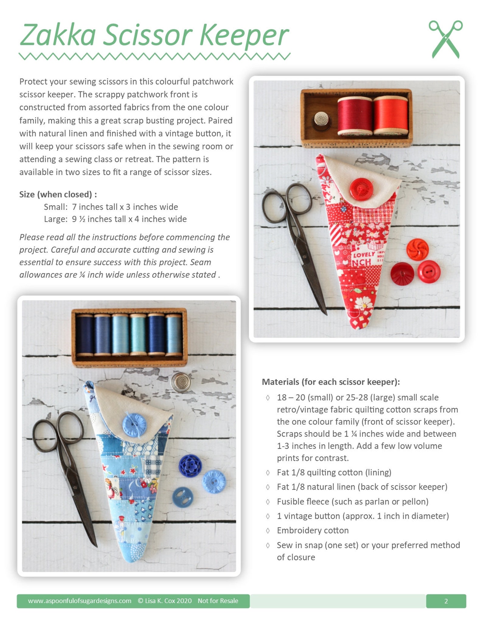 Zakka Scissor Keeper PDF Sewing Pattern; Scissor Pouch; Scissor Cosy ...