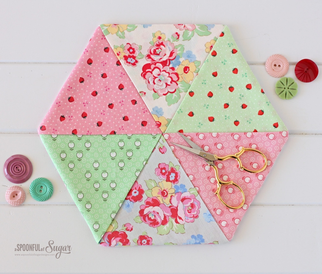 Easy Hexagon Trivet and Coasters Pdf Sewing Pattern; Hexie Placemat ...