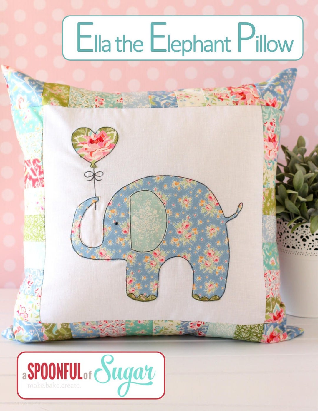 Ella the Elephant Pillow PDF Sewing Pattern; Elephant Pillow Pattern ...
