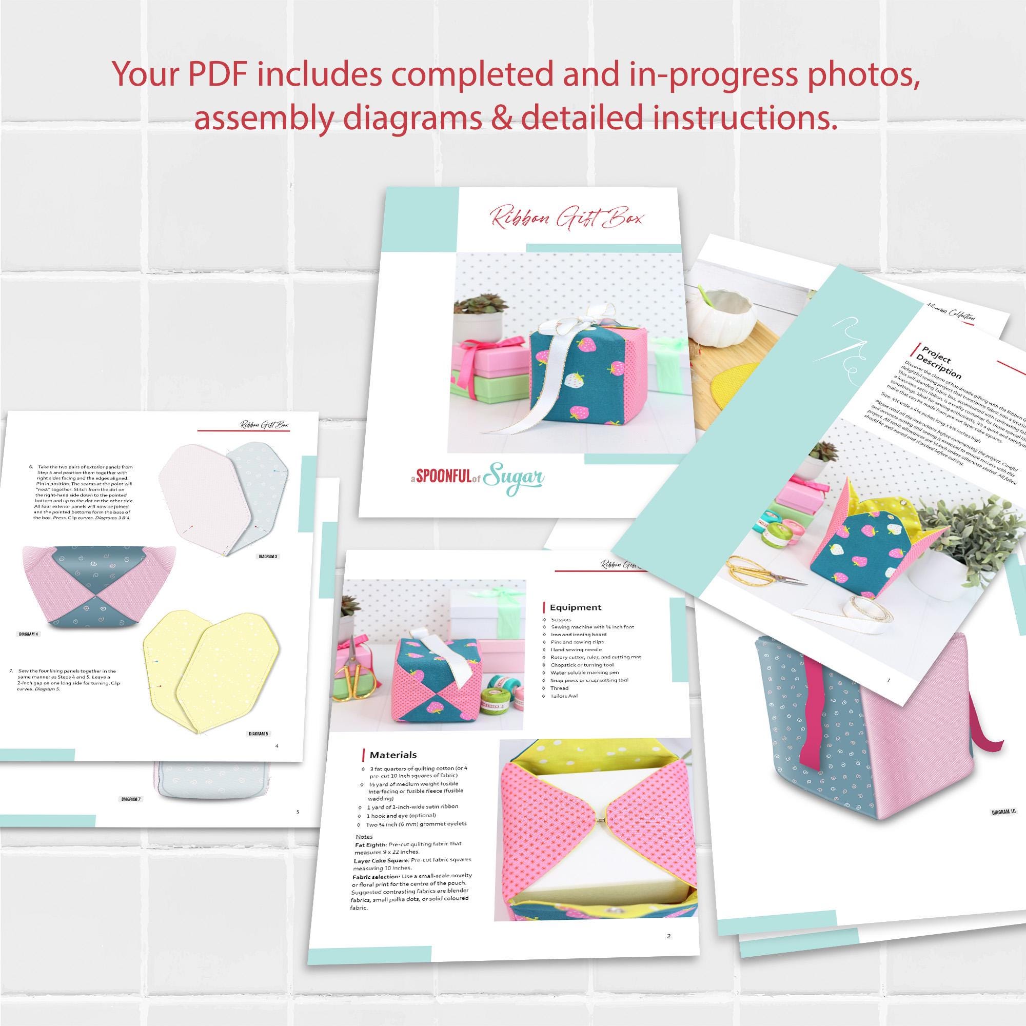 Ribbon Gift Box PDF Sewing Pattern, Fabric Gift Box, Handmade Fabric ...