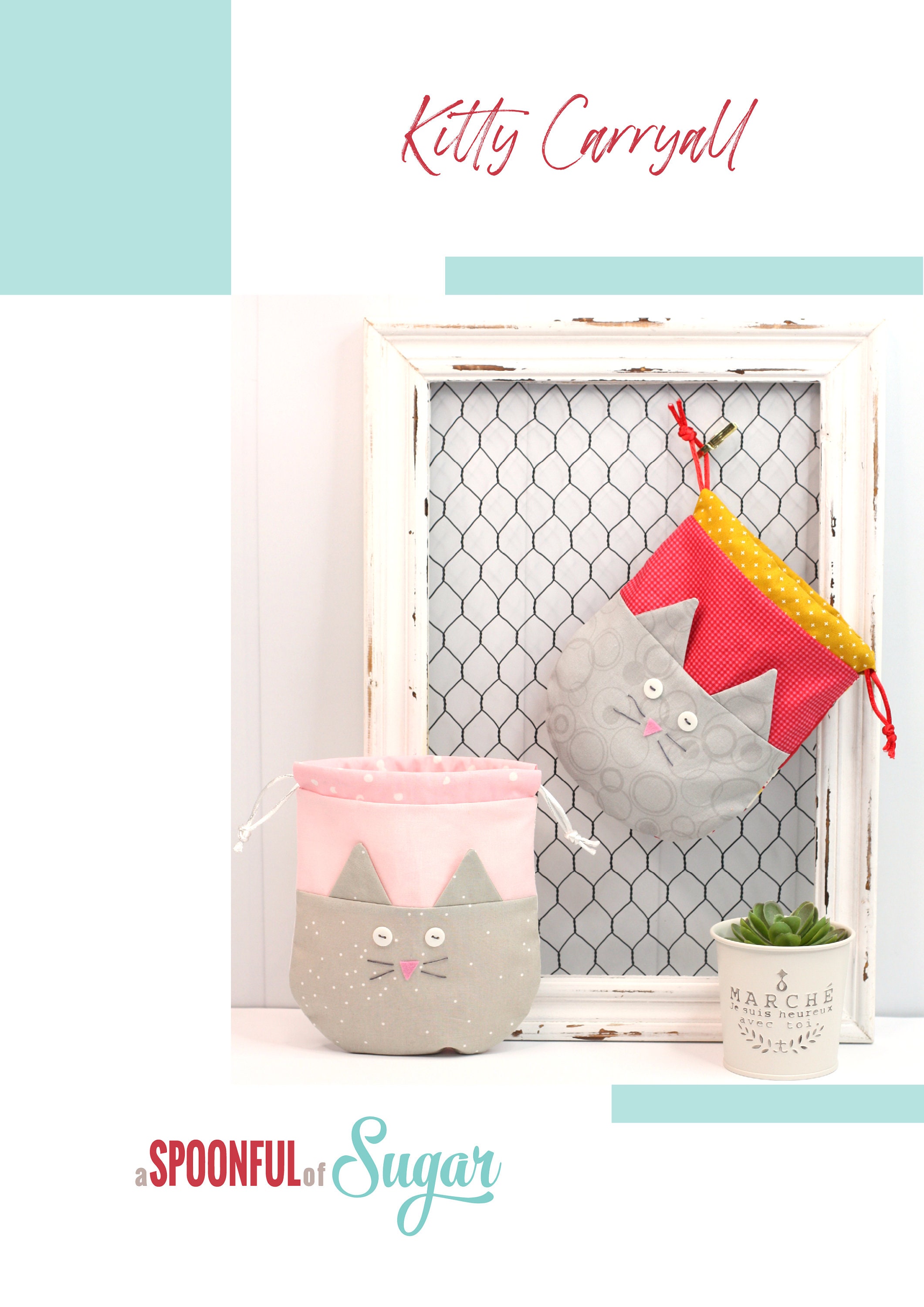 Kitty Carryall PDF Sewing Pattern; Cat Drawstring Bag; Cat Lover Gift ...