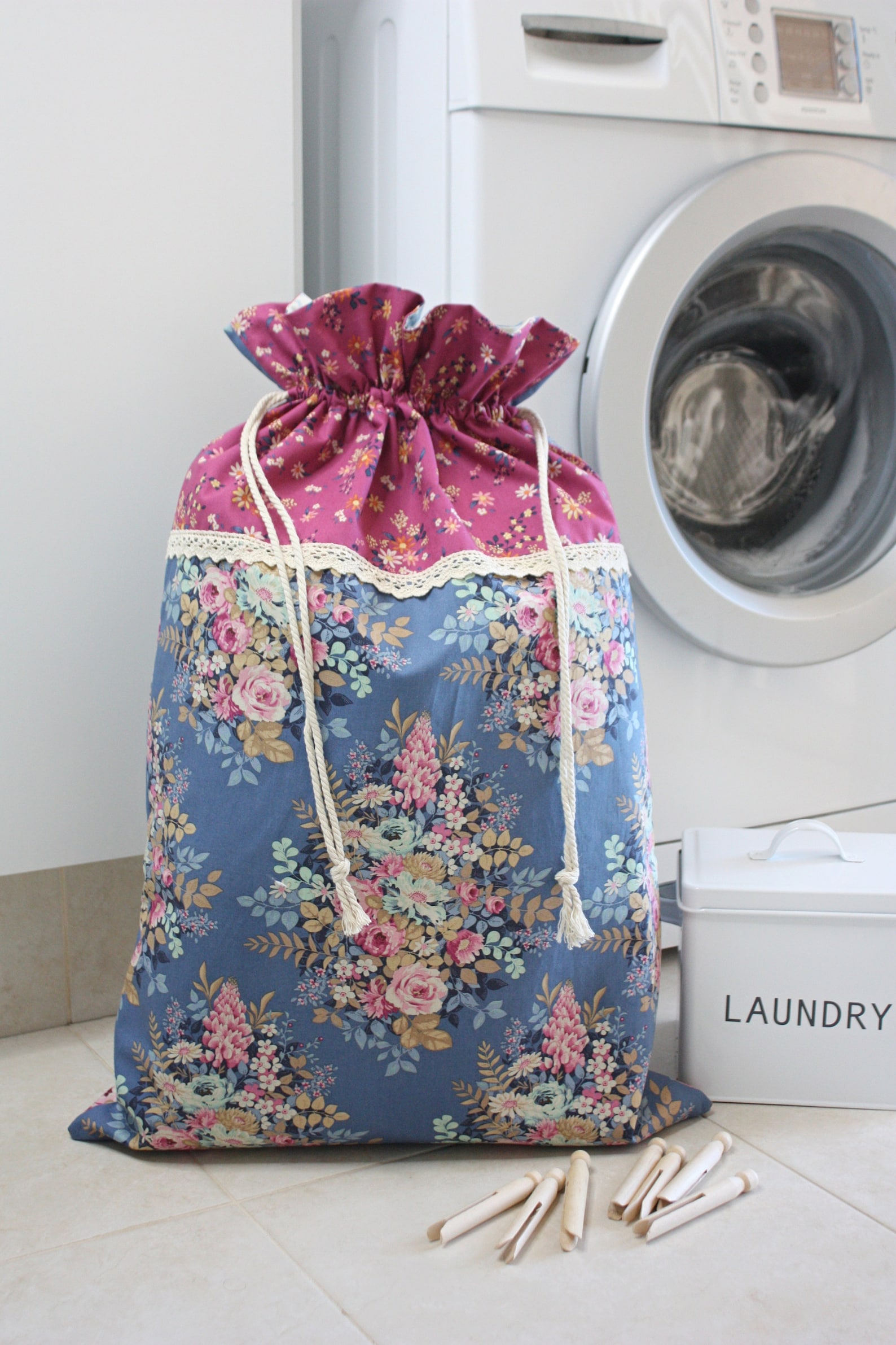 Classic Laundry Bag PDF Sewing Pattern; Large Drawstring Bag ...