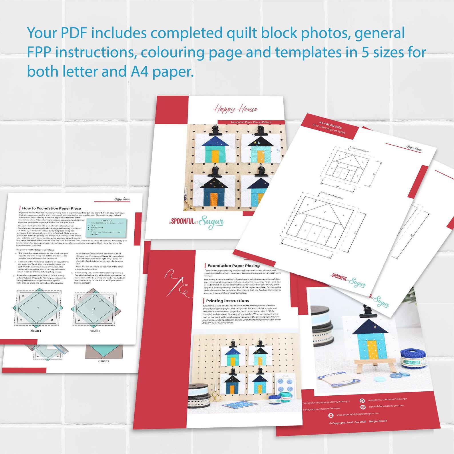 Happy House Foundation Paper Pieced Quilt Block PDF Pattern, FPP 5 ...