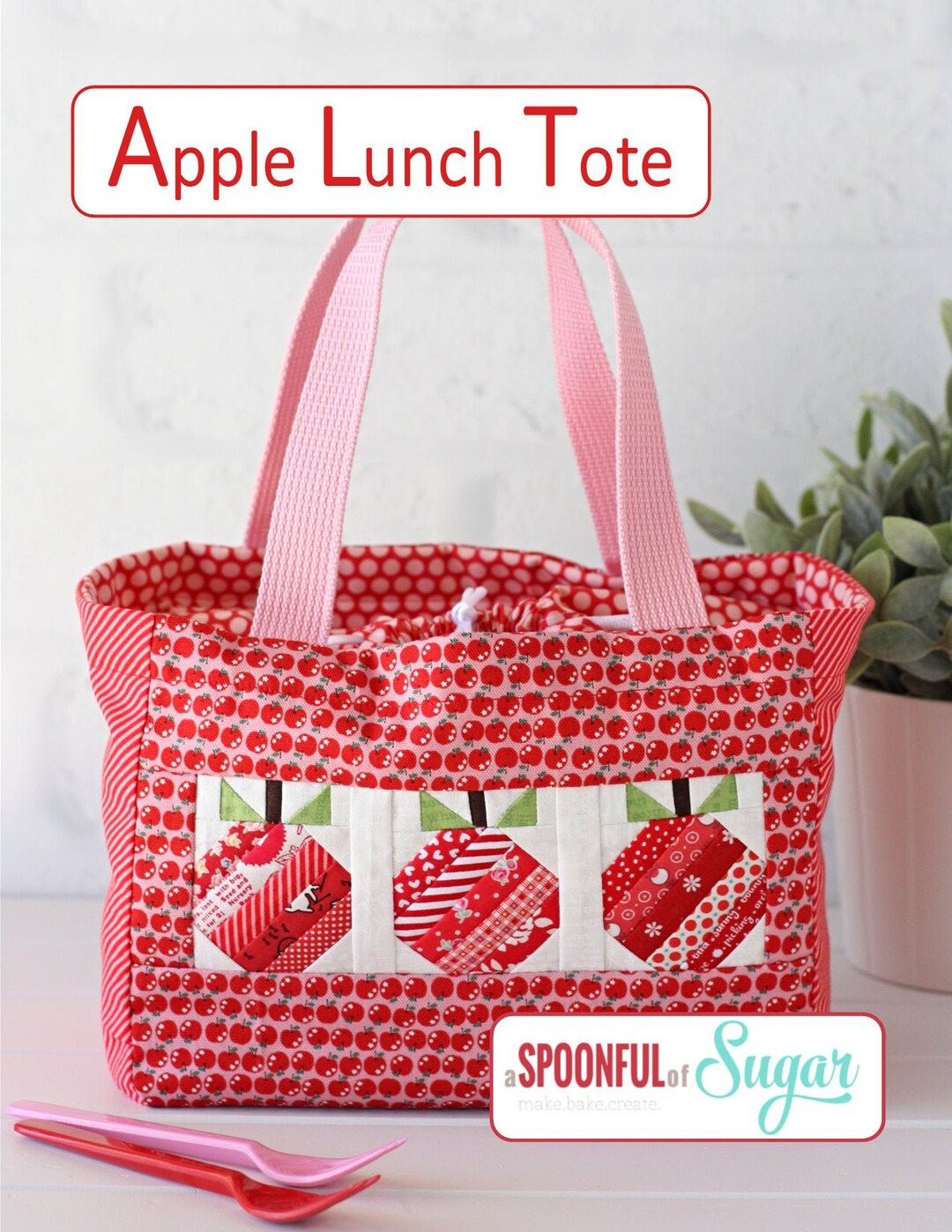 Apple Lunch Tote PDF Sewing Pattern; Fabric Lunch Bag; Reusable Lunch ...