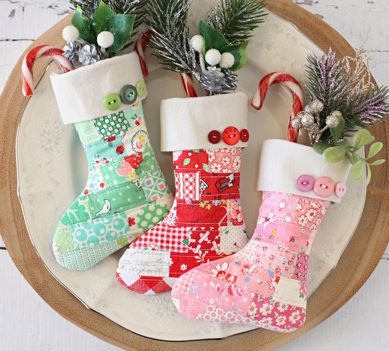 Scrappy Mini Stocking PDF Sewing Pattern; Christmas Decoration; Holiday ...