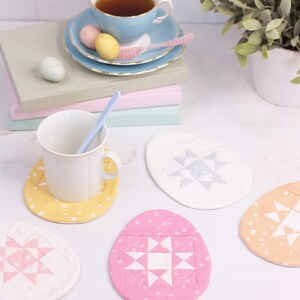 Patchwork Egg Mugrug Coaster PDF Sewing Pattern; Easter Coaster; Spring Mugrug; Star Patchwork ...