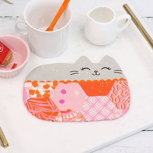Sleepy Cat Coaster Mug Rug PDF Sewing Pattern; Quilted Coaster; Cute ...
