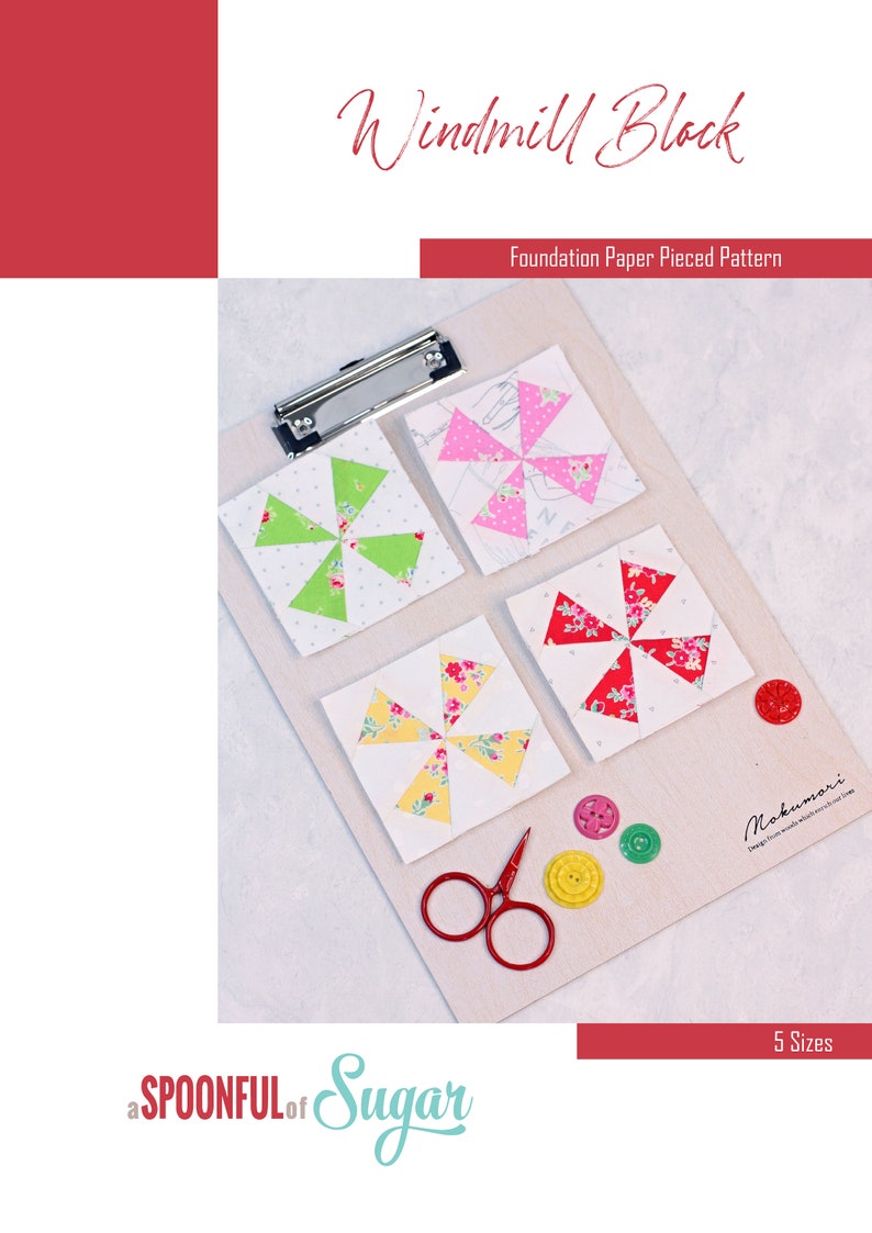 Windmill Foundation Paper Piecing Quilt Block PDF Pattern, FPP 5 Sizes ...