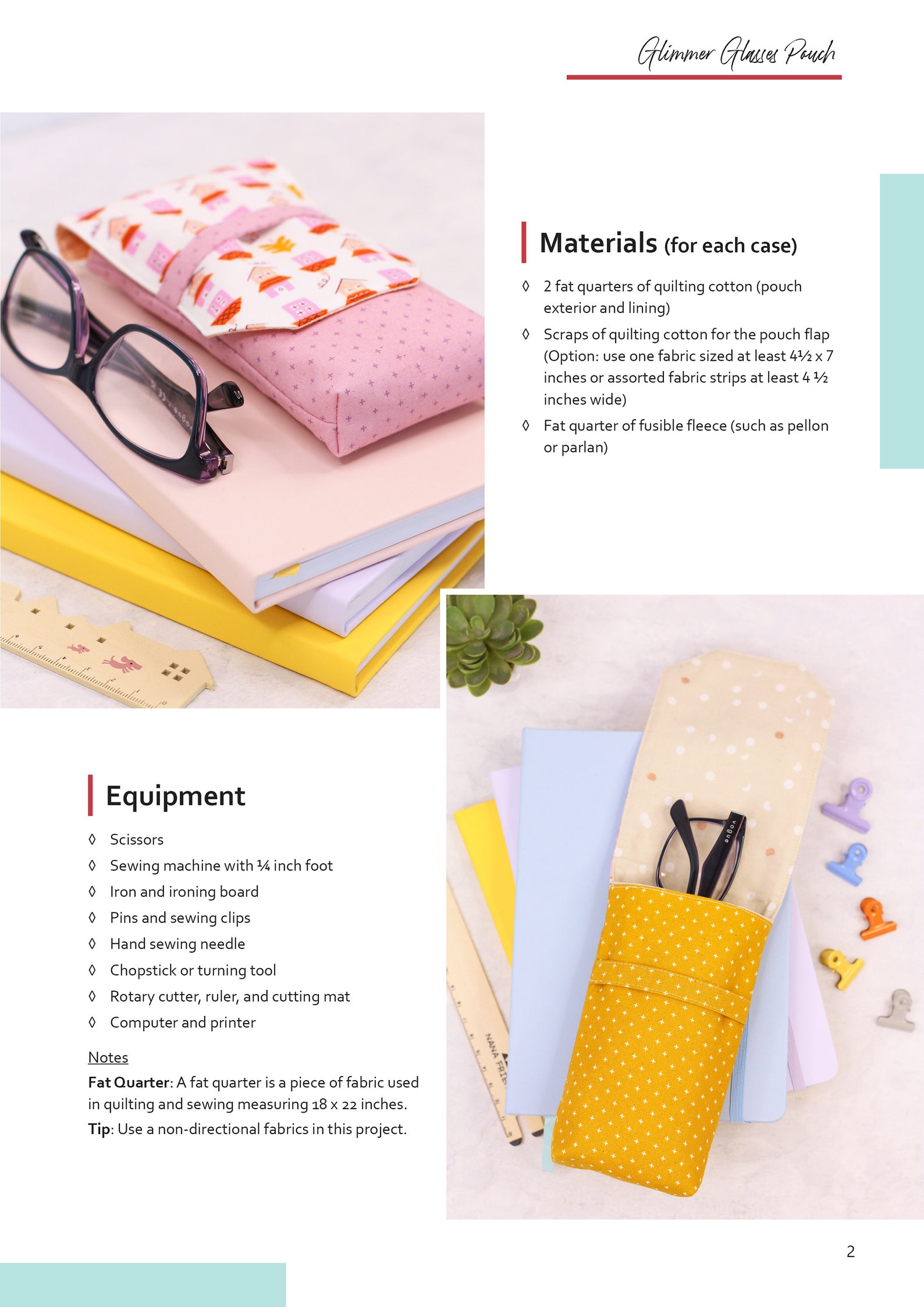 Glimmer Glasses Pouch PDF Sewing Pattern, Eyeglasses Case, Spectacles ...