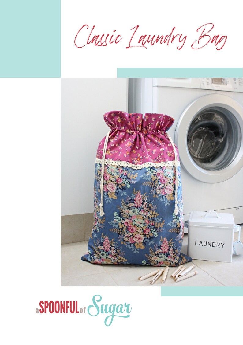 Classic Laundry Bag PDF Sewing Pattern; Large Drawstring Bag ...