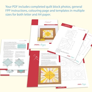 Sunburst Foundation Paper Piecing Quilt Block PDF Pattern, FPP 5 Sizes ...