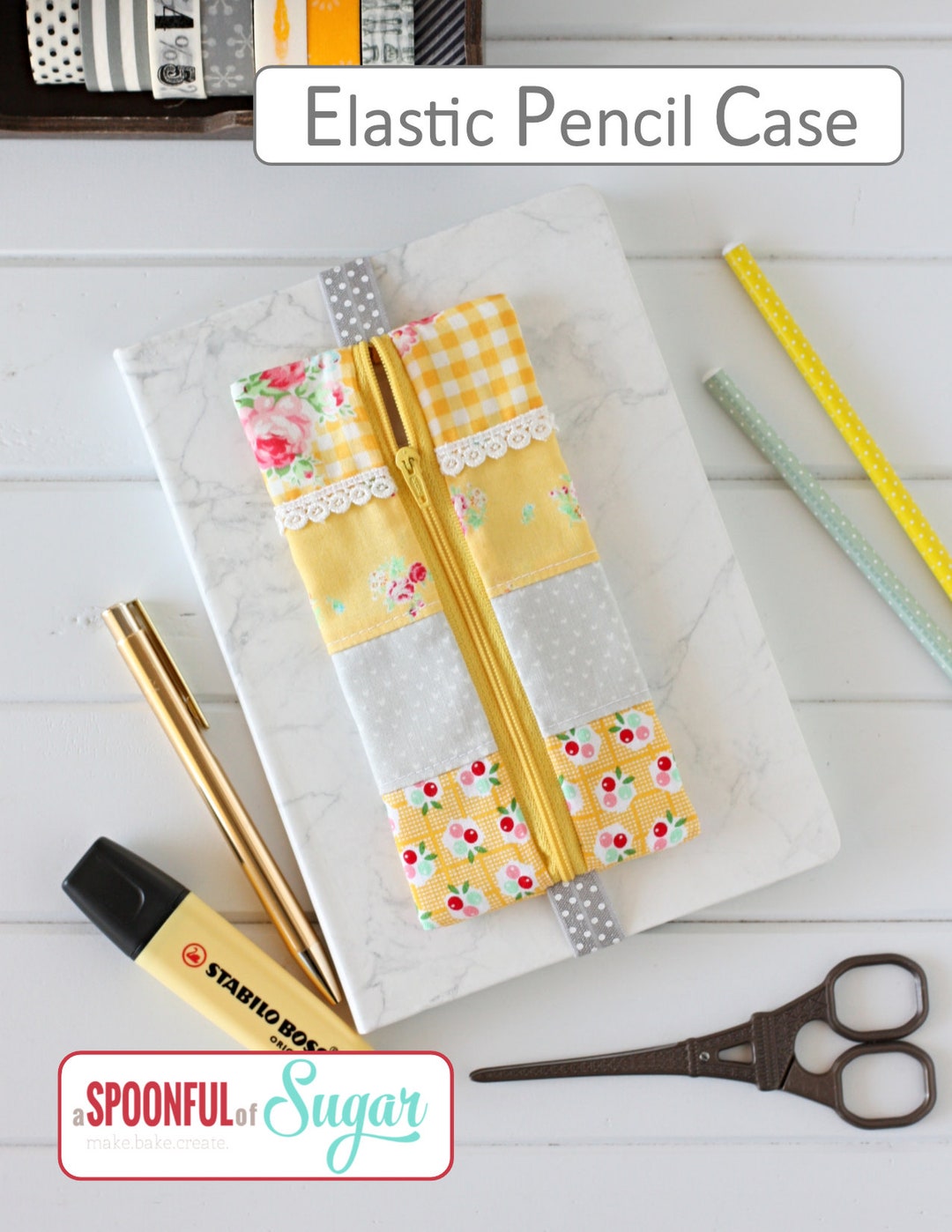 Elastic Pencil Case PDF Sewing Pattern; Fabric Pencil Case; Travel ...