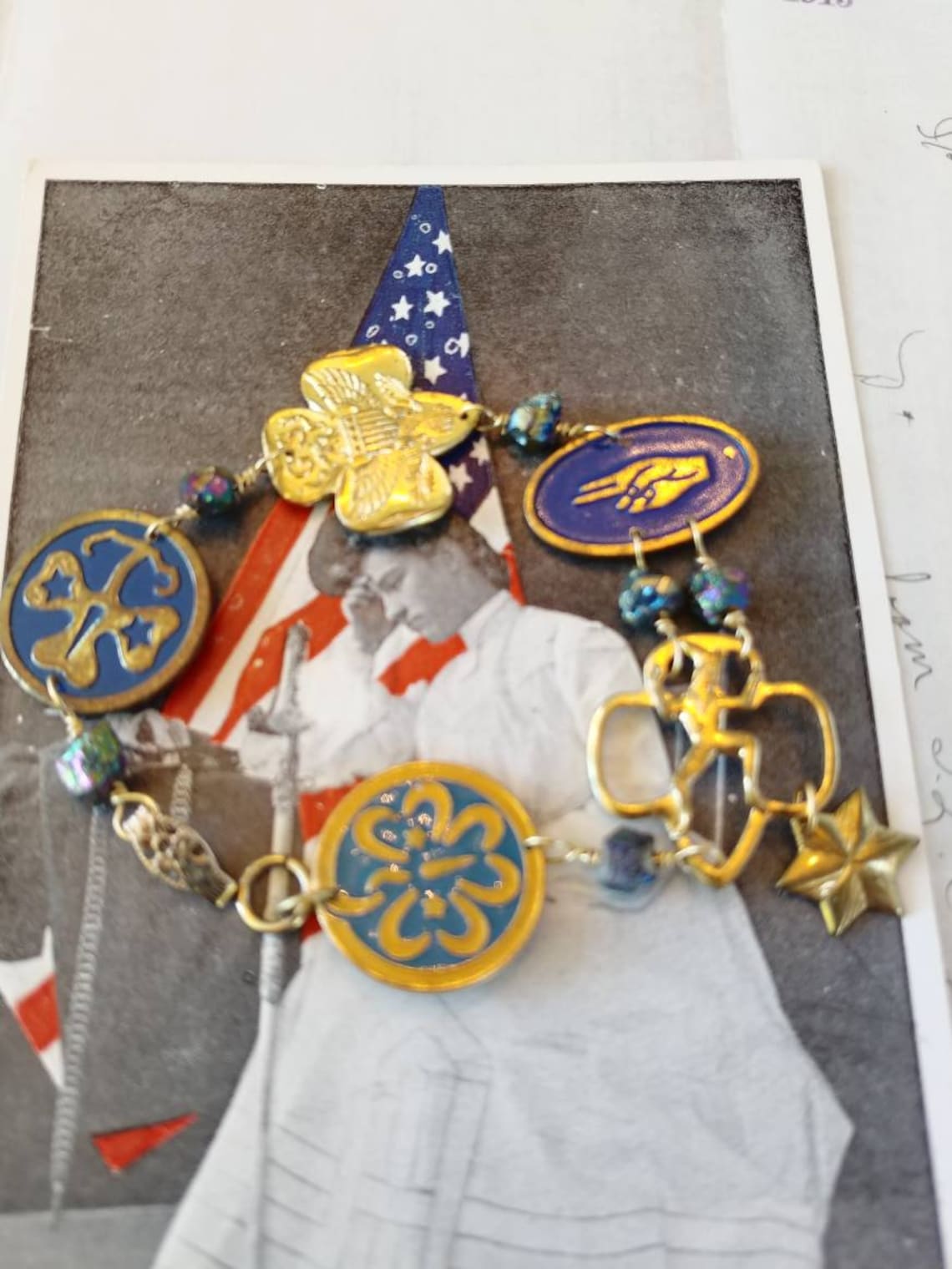 GIRL SCOUT BROWNIE Pin Vintage Assemblage Bracelet - Etsy