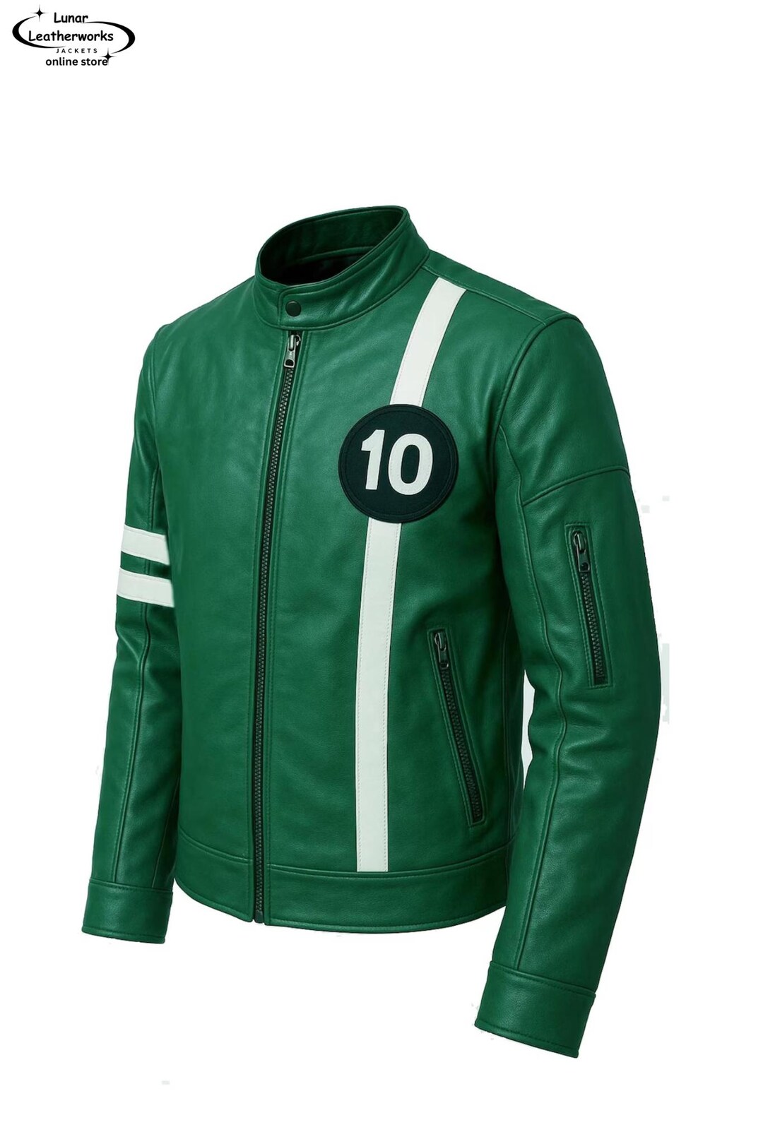 Mens Leather Cosplay Jacket | Green Superhero Costume | Embossed Biker ...