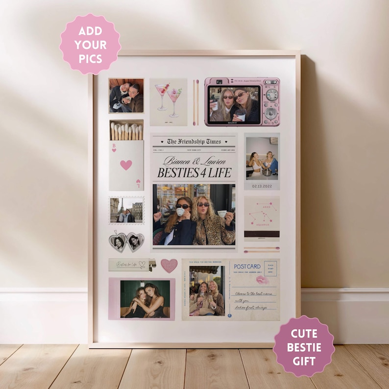 Bestie Matchbook Template | Custom Newspaper Style Gift | Editable ...
