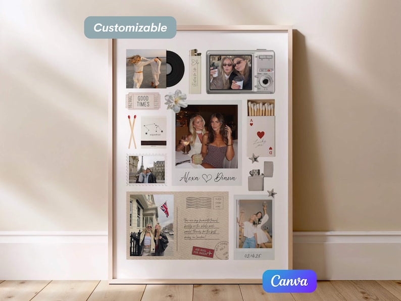 Personalized Best Friend Photo Collage Template (canva) - Etsy