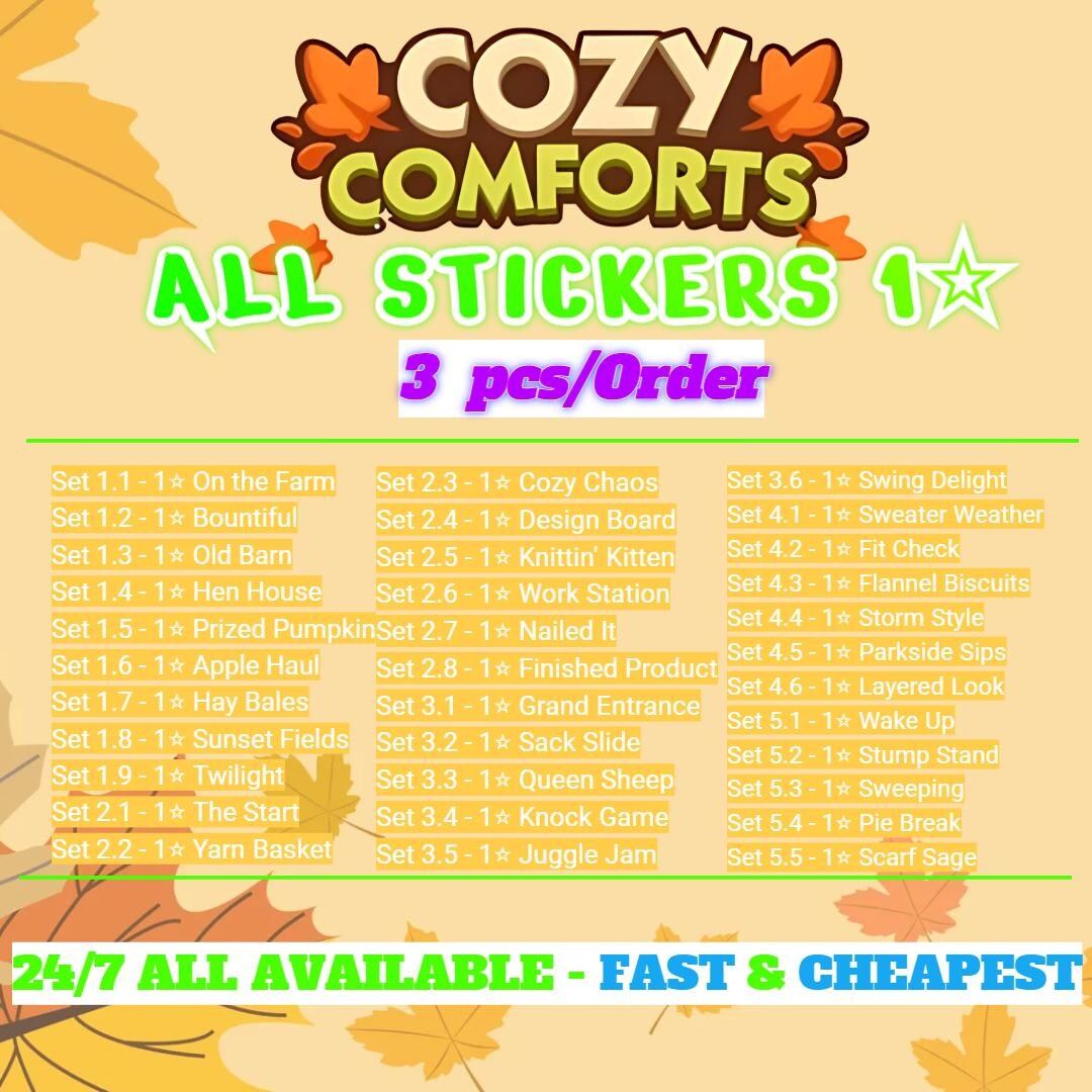 Monopoly Go 1-star Stickers: 3 Pcs/ Order - Cozy Comforts Set - Etsy