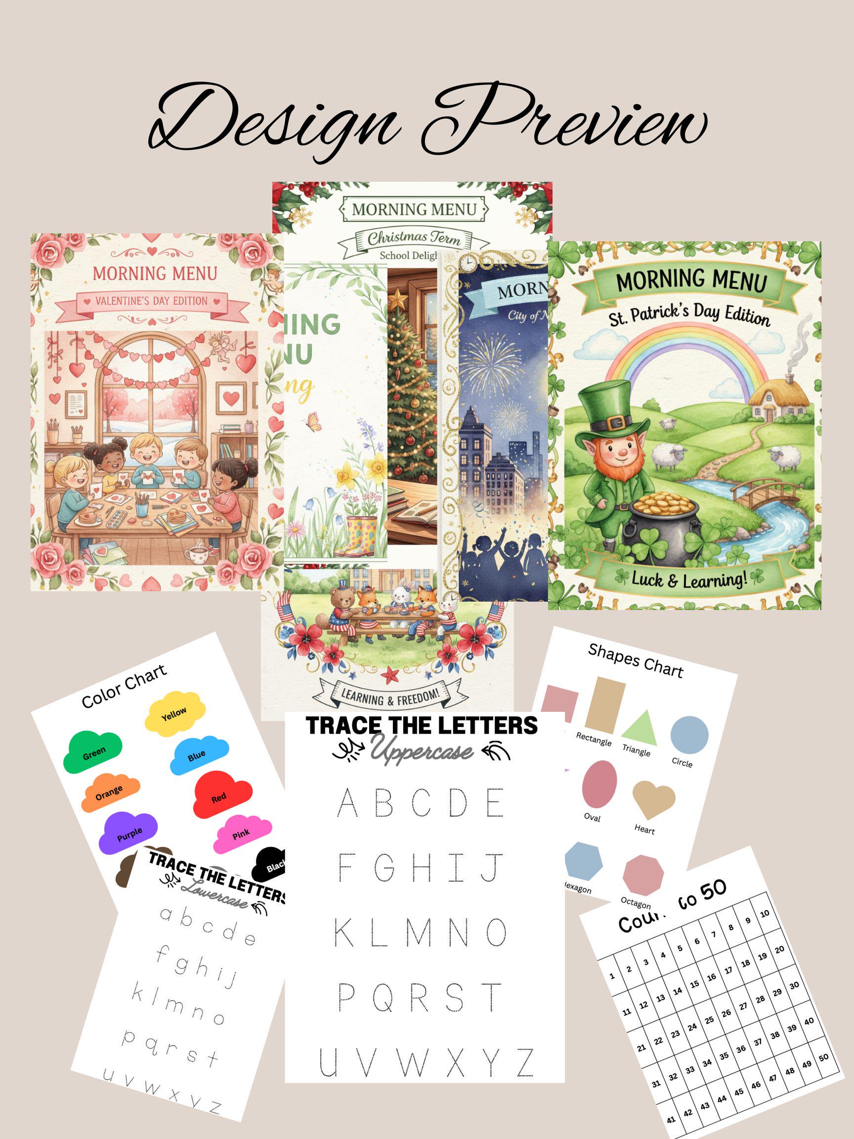 Preschool Morning Menu School Workbook - Etsy